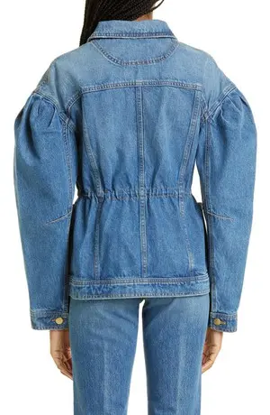Ulla Johnson Odette Blouson Sleeve Denim Jacket - Danube Medium Indigo Wash
