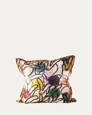 HUNT SLONEM Bunnies & Orbs Decorative Pillow - Multi