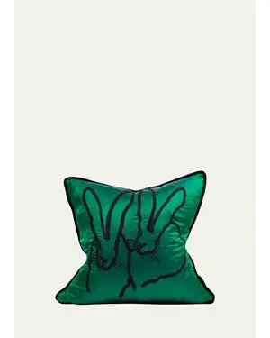 HUNT SLONEM Embroidered Bunny Silk Pillow, 20 - Multi