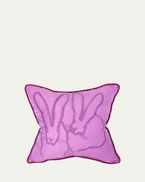 HUNT SLONEM Hand-embroidered Silk & Velvet Bunny Pillow, 20 - Lilac
