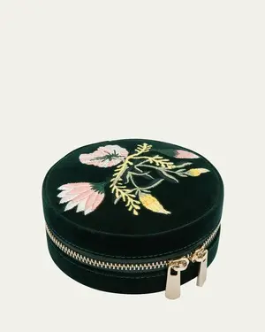 Wolf Zoe Round Travel Jewelry Case - Forest Green
