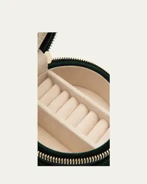 Wolf Zoe Round Travel Jewelry Case - Forest Green