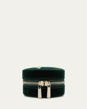 Wolf Zoe Round Travel Jewelry Case - Forest Green