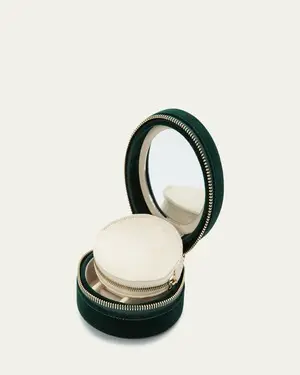 Wolf Zoe Round Travel Jewelry Case - Forest Green