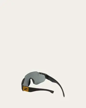 Fendi Ff-logo Rimless Shield Sunglasses