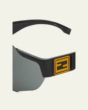 Fendi Ff-logo Rimless Shield Sunglasses
