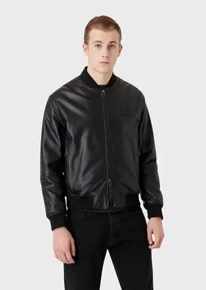 Emporio Armani Bomber Jacket In Nappa Lambskin