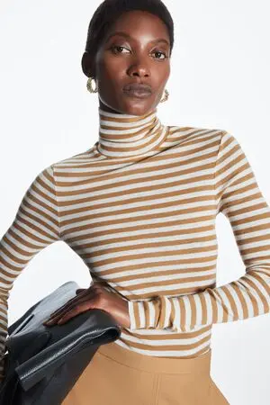 Cos Slim-fit Merino Wool Turtleneck Top - Beige