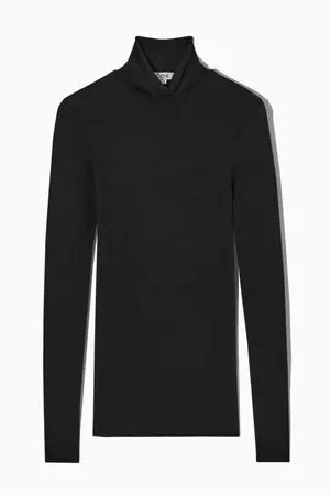 Cos Slim-fit Merino Wool Turtleneck Top Black