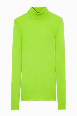 Cos Slim-fit Merino Wool Turtleneck Top Green