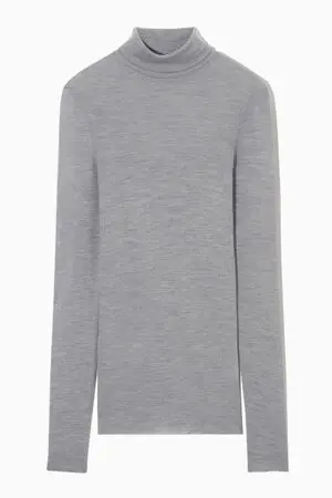 Cos Slim-fit Merino Wool Turtleneck Top Grey