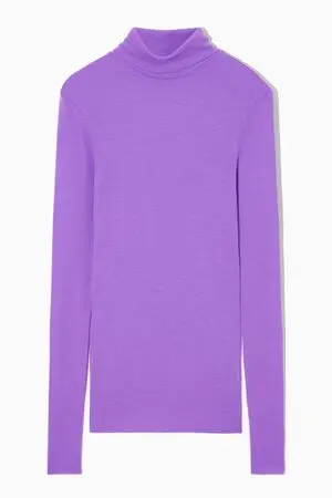 Cos Slim-fit Merino Wool Turtleneck Top Purple