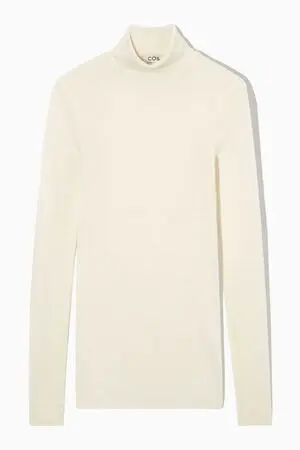Cos Slim-fit Merino Wool Turtleneck Top White