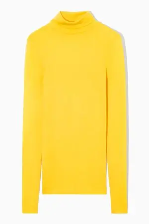 Cos Slim-fit Merino Wool Turtleneck Top Yellow