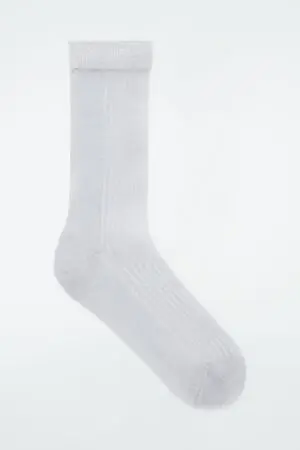 Cos Ribbed Sheer Socks Grey