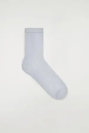 Cos Ribbed Sheer Socks - Silver-colored