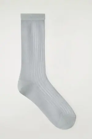 Cos Ribbed Sheer Socks Silver