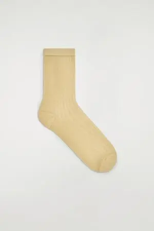 Cos Ribbed Sheer Socks - Yellow