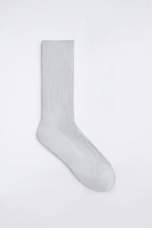 Cos Ribbed Organic Cotton Blend Socks - Gray