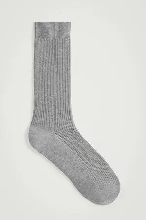 Cos Ribbed Crew Socks - Gray