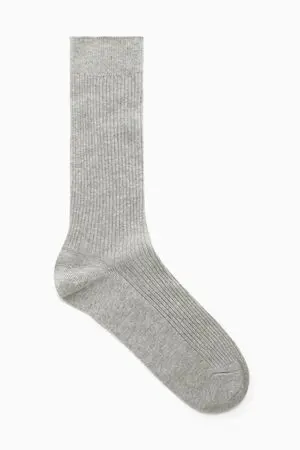 Cos Ribbed Crew Socks Grey