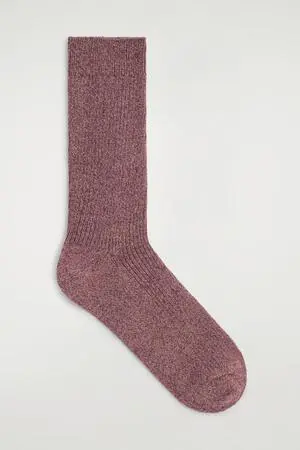 Cos Ribbed Socks - Red