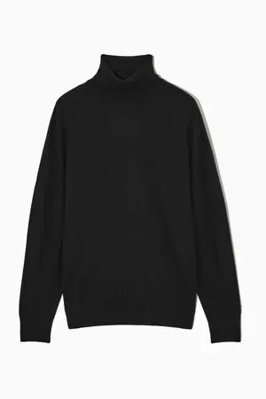 Cos Merino Wool Roll-Neck Sweater Black