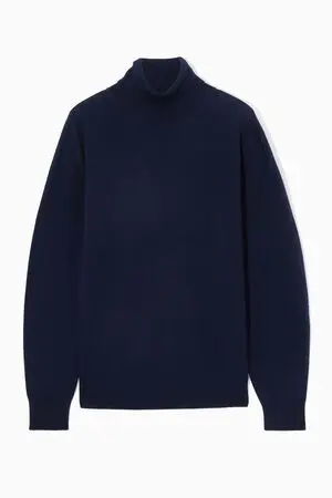 Cos Merino Wool Roll-Neck Sweater Blue