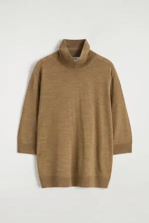 Cos Merino Wool Roll-neck Sweater - Brown