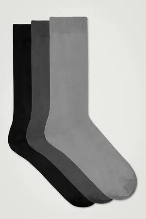 Cos 3-pack Mercerized Cotton Socks - Gray