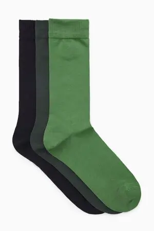 Cos 3-Pack Mercerized Cotton Socks Green