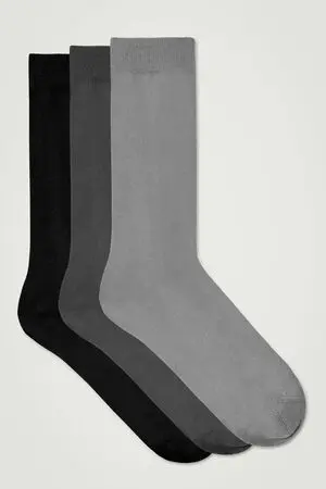 Cos 3-Pack Mercerized Cotton Socks Grey