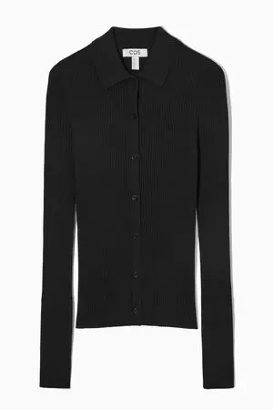 Cos Ribbed Slit-cuff Cardigan