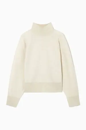 Cos Merino Wool Funnel-neck Sweater Beige