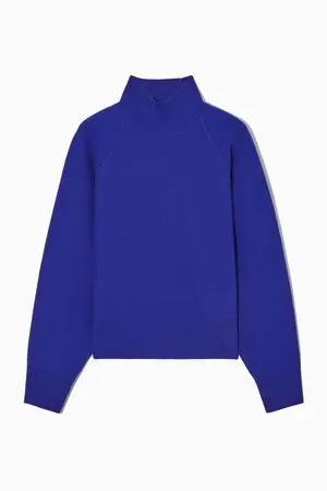 Cos Merino Wool Funnel-neck Sweater Blue