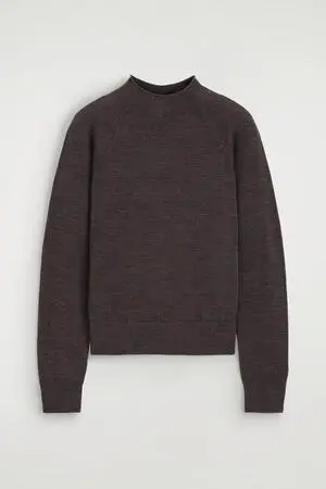Cos Merino Wool Funnel-neck Sweater - Brown