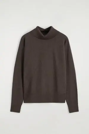 Cos Merino Wool Funnel-neck Sweater - Brown