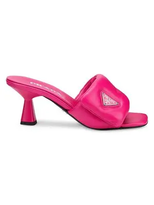 Prada Women's Padded Leather Mules - Nero  Begonia