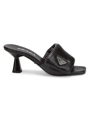 Prada Women's Padded Leather Mules - Nero  Nero
