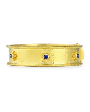 Elizabeth Locke 19k Gold Bangle Bracelet With Blue Sapphires - One-color