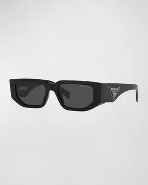 Prada Triangle Logo Rectangle Sunglasses - Black