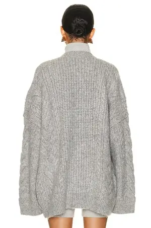HELSA Serena Cable Knit Cardigan - Heather Grey