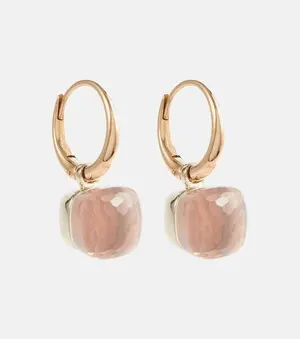 Pomellato Nudo Petit Earrings In 18kt Rose And White Gold With Rose Quartz - Pink
