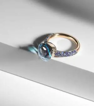 Pomellato Nudo 18kt Rose And White Gold Ring With Topaz - Blue