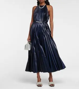 CHRISTOPHER KANE Embellished Halterneck Lamé Midi Dress