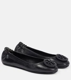 Tory Burch Minnie Leather Ballet Flats - Black