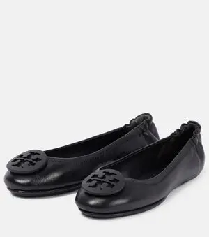 Tory Burch Minnie Leather Ballet Flats - Black
