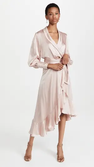 Zimmermann Silk Wrap Midi Dress