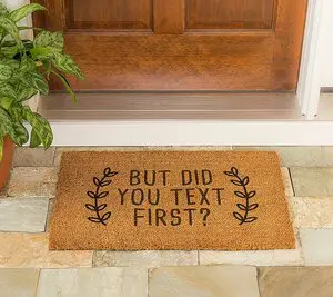 EVERGREEN But Did You Text First 16x28 Coir Oor Mat - One-color