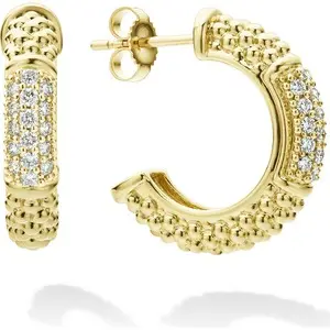 Lagos 18k Gold & Diamond Caviar Huggie Earrings - Yellow Gold/diamond